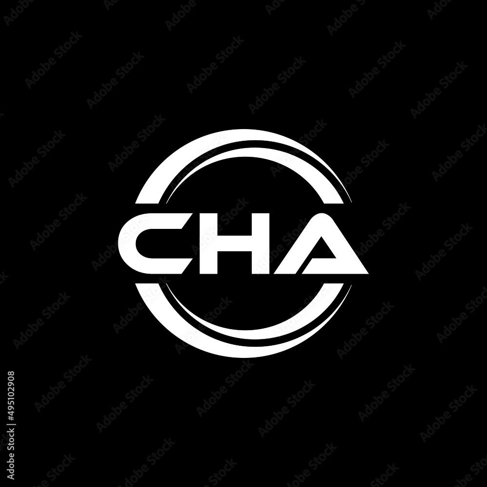 CHA letter logo design with black background in illustrator, vector ...