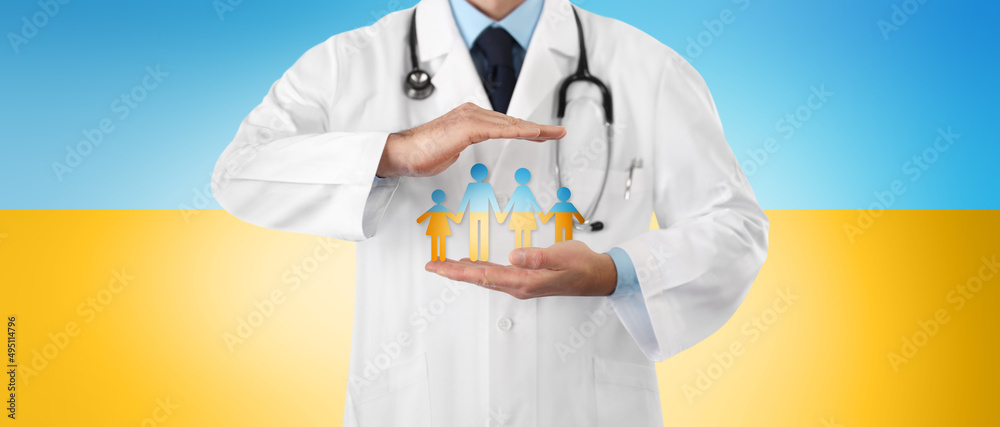 peace and stop the war in Ukraine, medical aid concept, closeup of ...