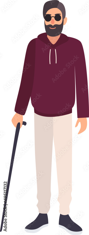 Visually Impaired Man Cartoon Illustration Stock Vector | Adobe Stock