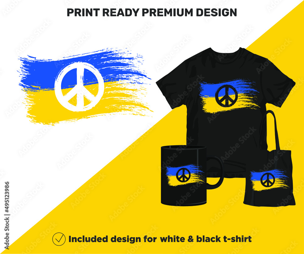 Ukraine Flag with Peace Sign for Ukraine Support. Ukraine Russia ...