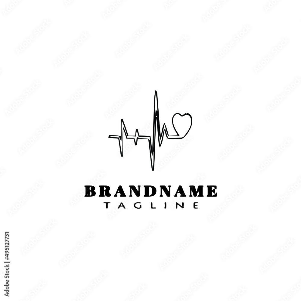 heart rate logo cartoon design icon black isolated vector illustration ...