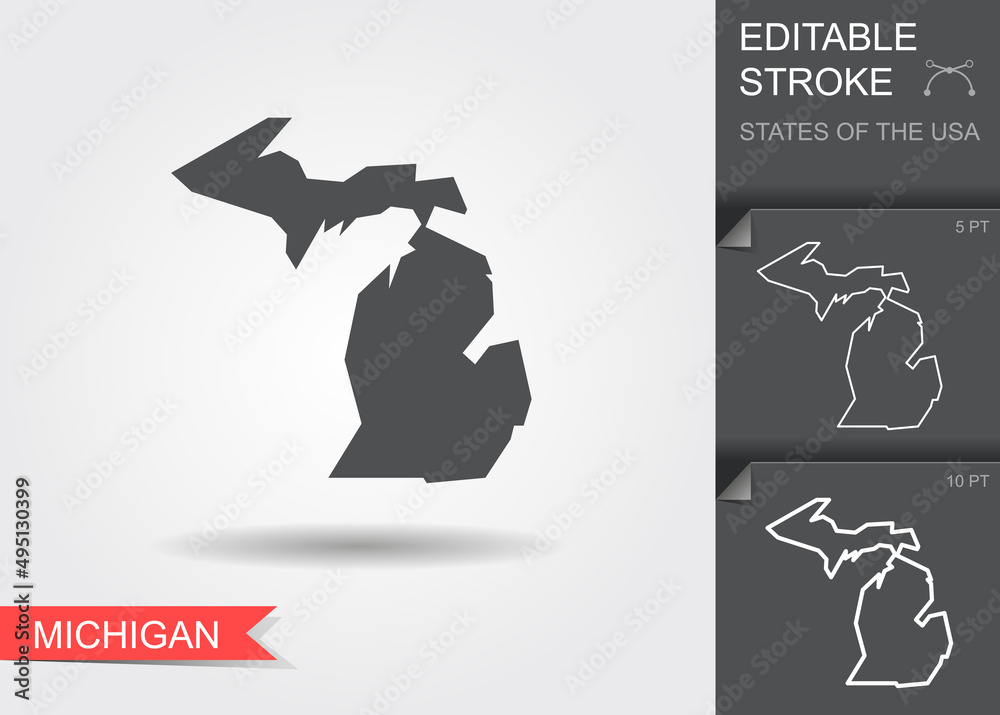 Vetor de Stylized map of the U.S. state of Michigan vector illustration ...