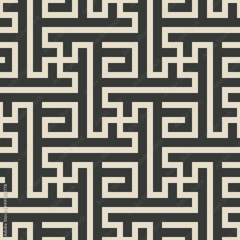 Black and white maze seamless pattern Stock Vector | Adobe Stock