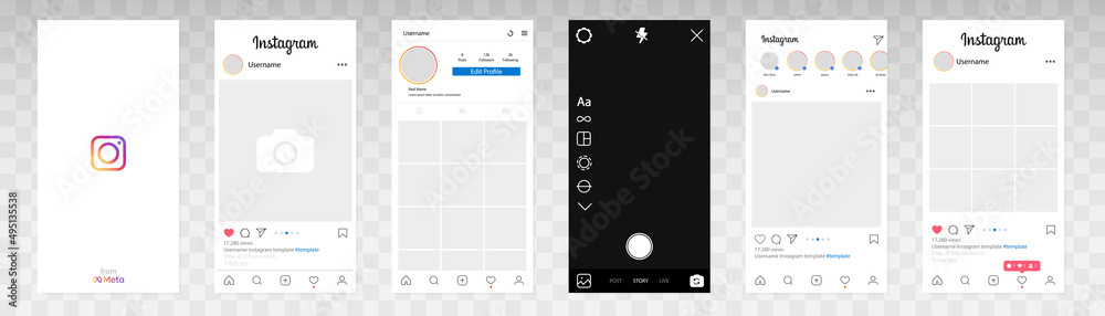 Instagram icons. Template frame for social media. Meta logo, rebrand ...