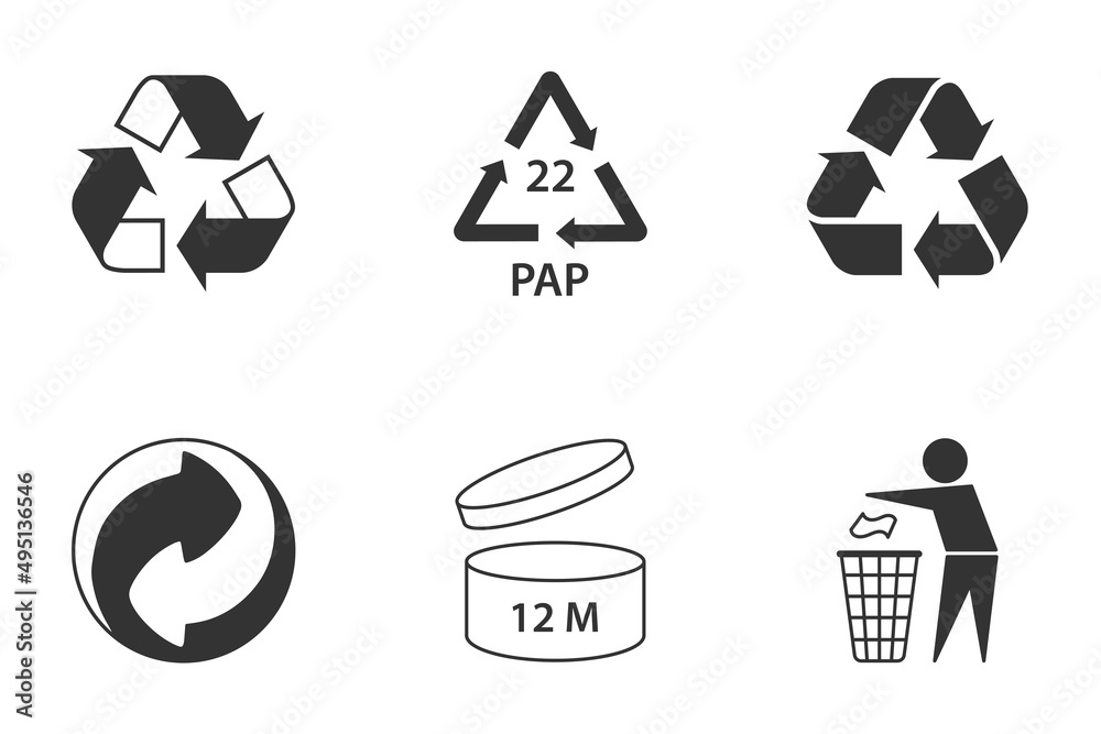 Recycle and packaging icon set. The universal recycling symbols. Vector ...