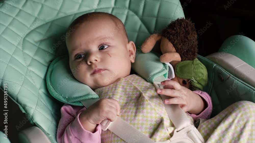 beautiful, happy, cute, surprised, excited little baby looks camera ...