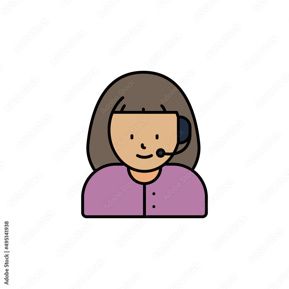 call center, avatar, girl line icon. Elements of call centre ...