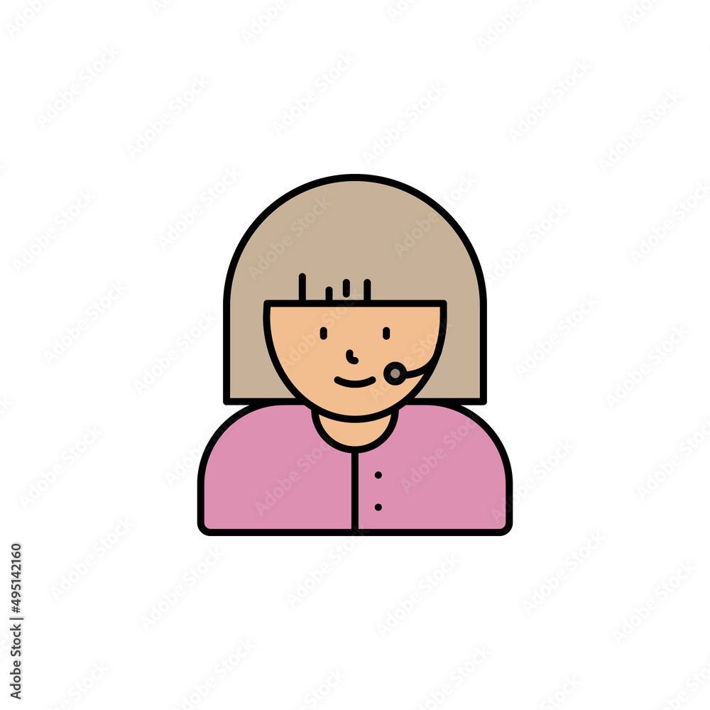 call center, avatar, girl line icon. Elements of call centre ...
