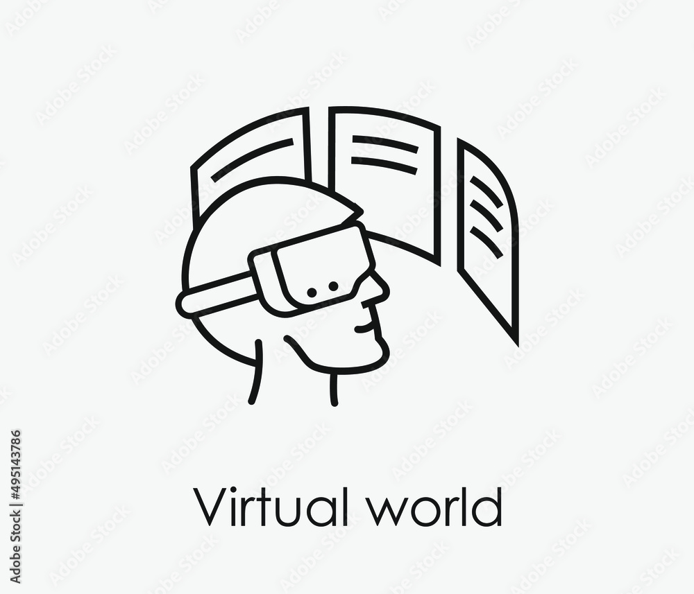 Virtual world vector icon. Editable stroke. Symbol in Line Art Style ...