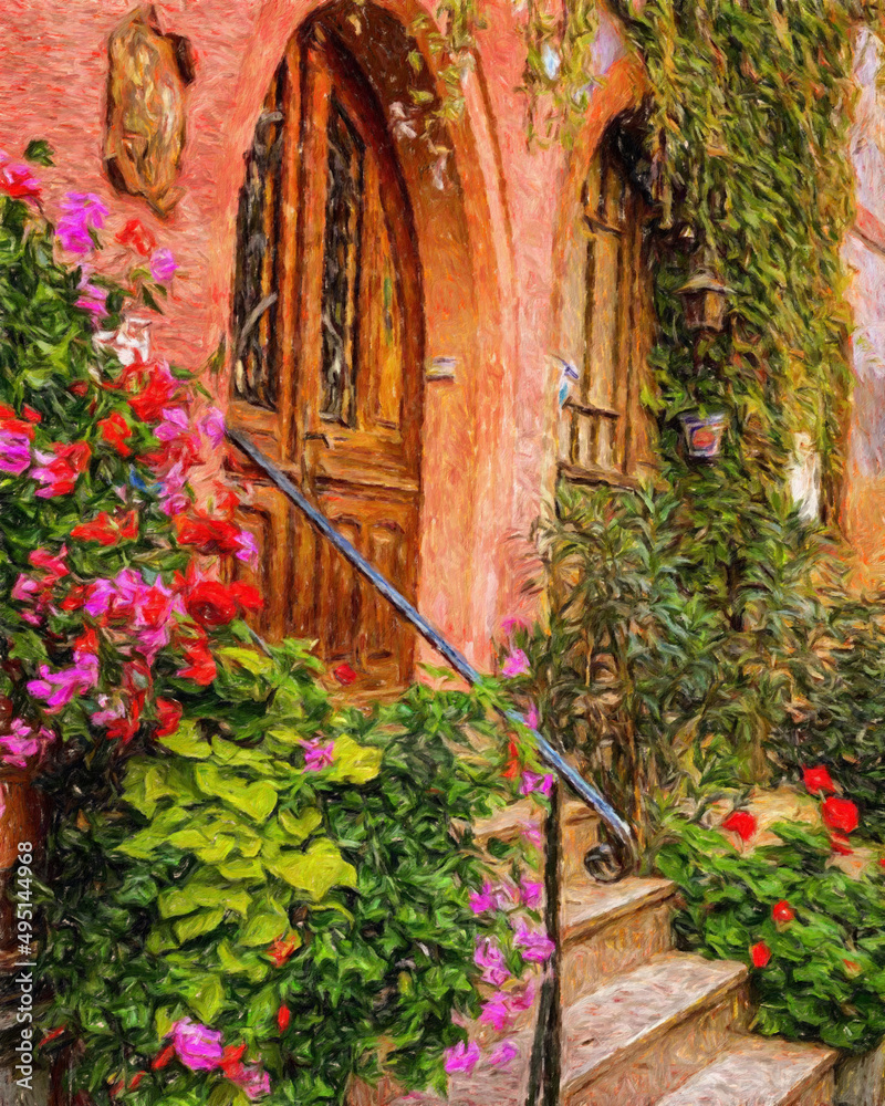 Colorful painting modern artistic artwork, drawing in oil European ...