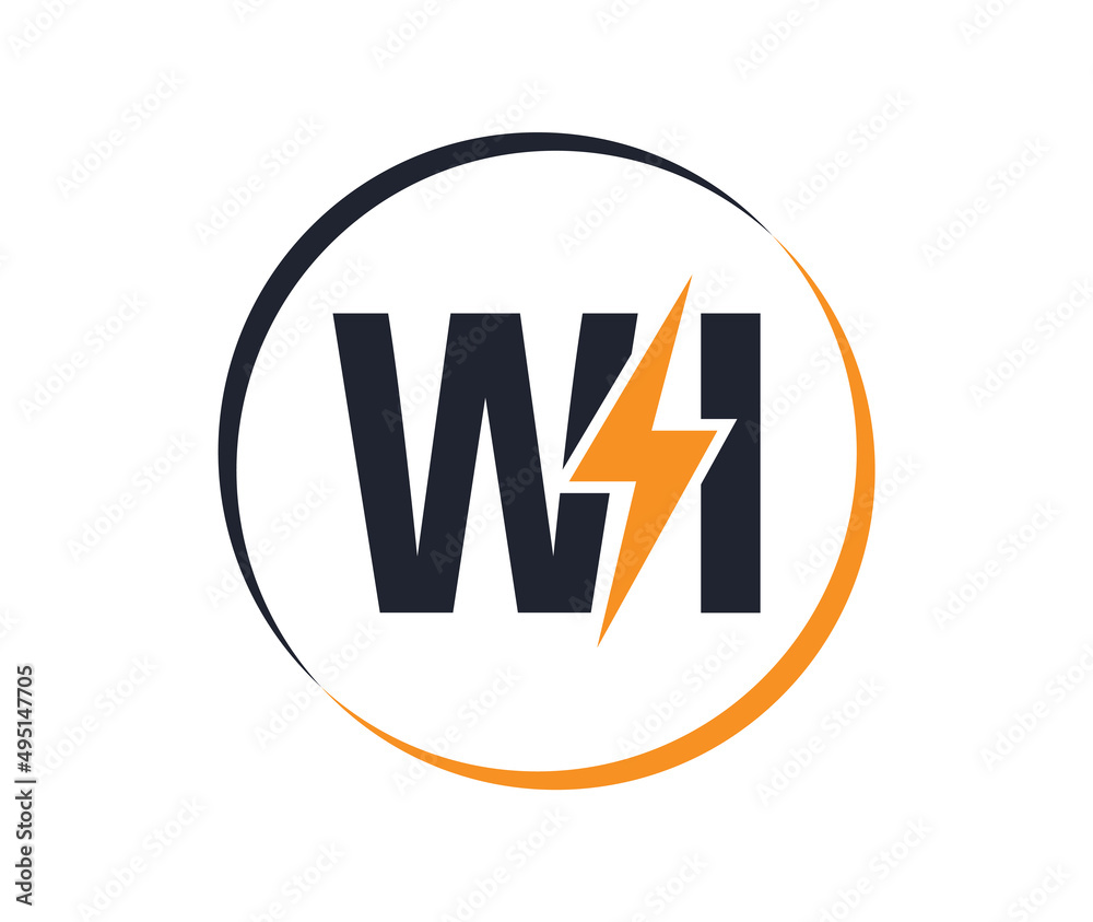 WI Letter Electric logo, Thunder Bolt design logo, Electric Lightening ...
