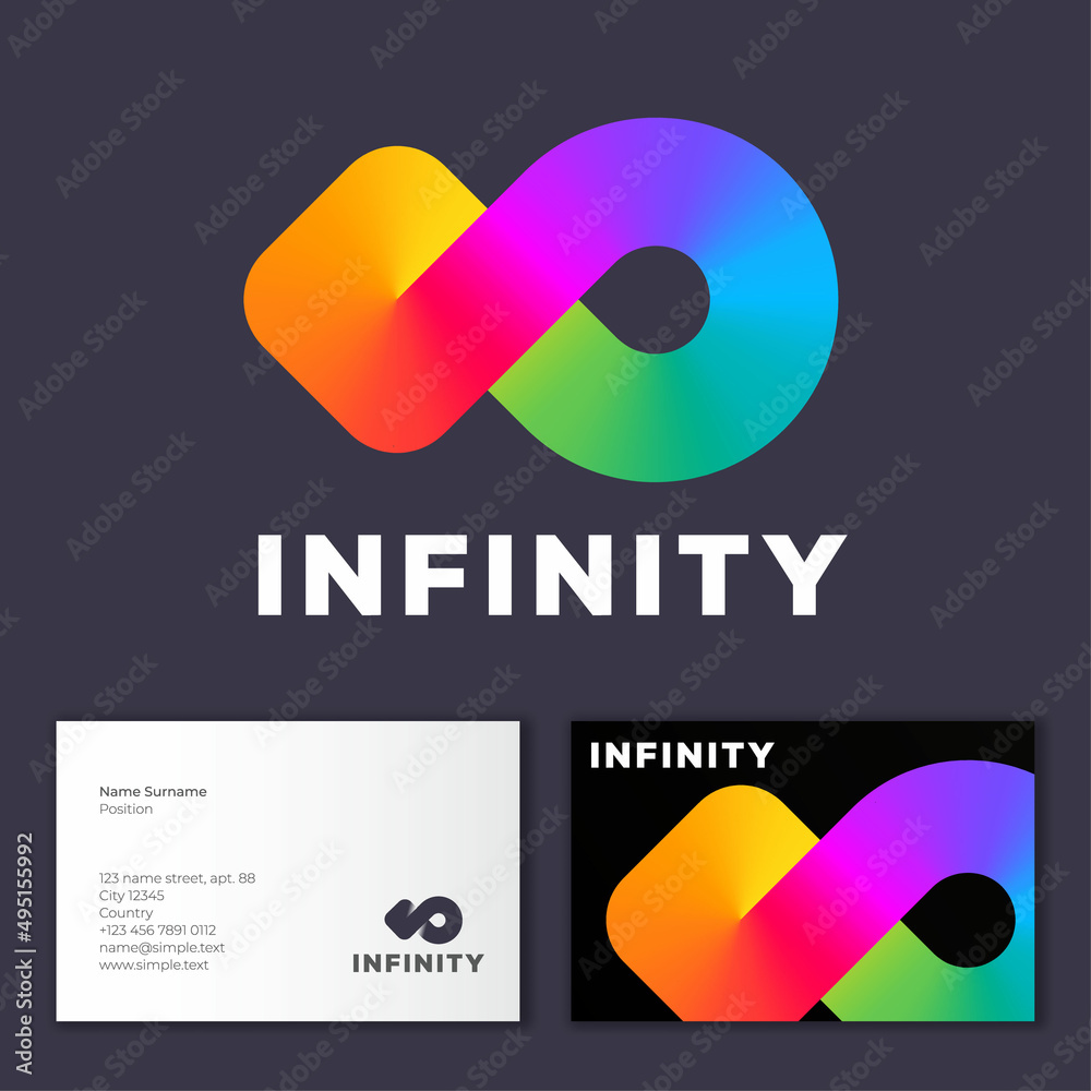 Infinity logo, like rainbow ribbon. Infinity abstract emblem. Identity ...