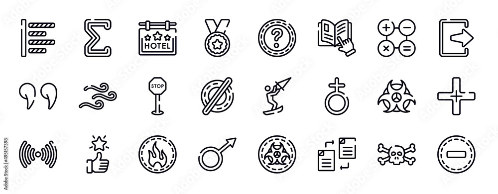 signs thin line icons set. signs outline icons collection. align left ...
