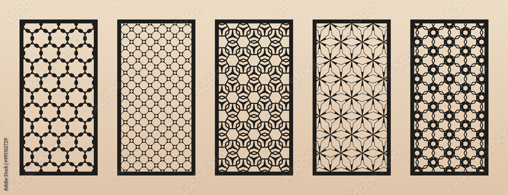 Laser cut patterns. Vector set of modern geometric ornaments, abstract ...