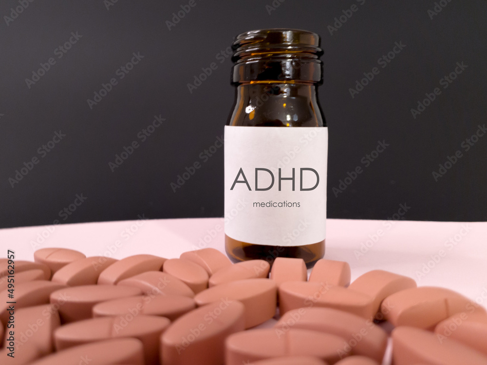 ADHD bottle of medication Stock Photo | Adobe Stock
