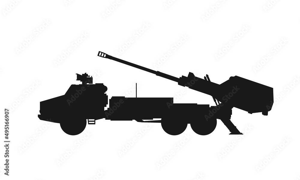 archer self propelled howitzer icon. army artillery system. vector image for military concepts ...