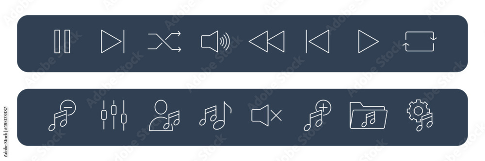 Music Control icons set . Music Control pack symbol vector elements for ...