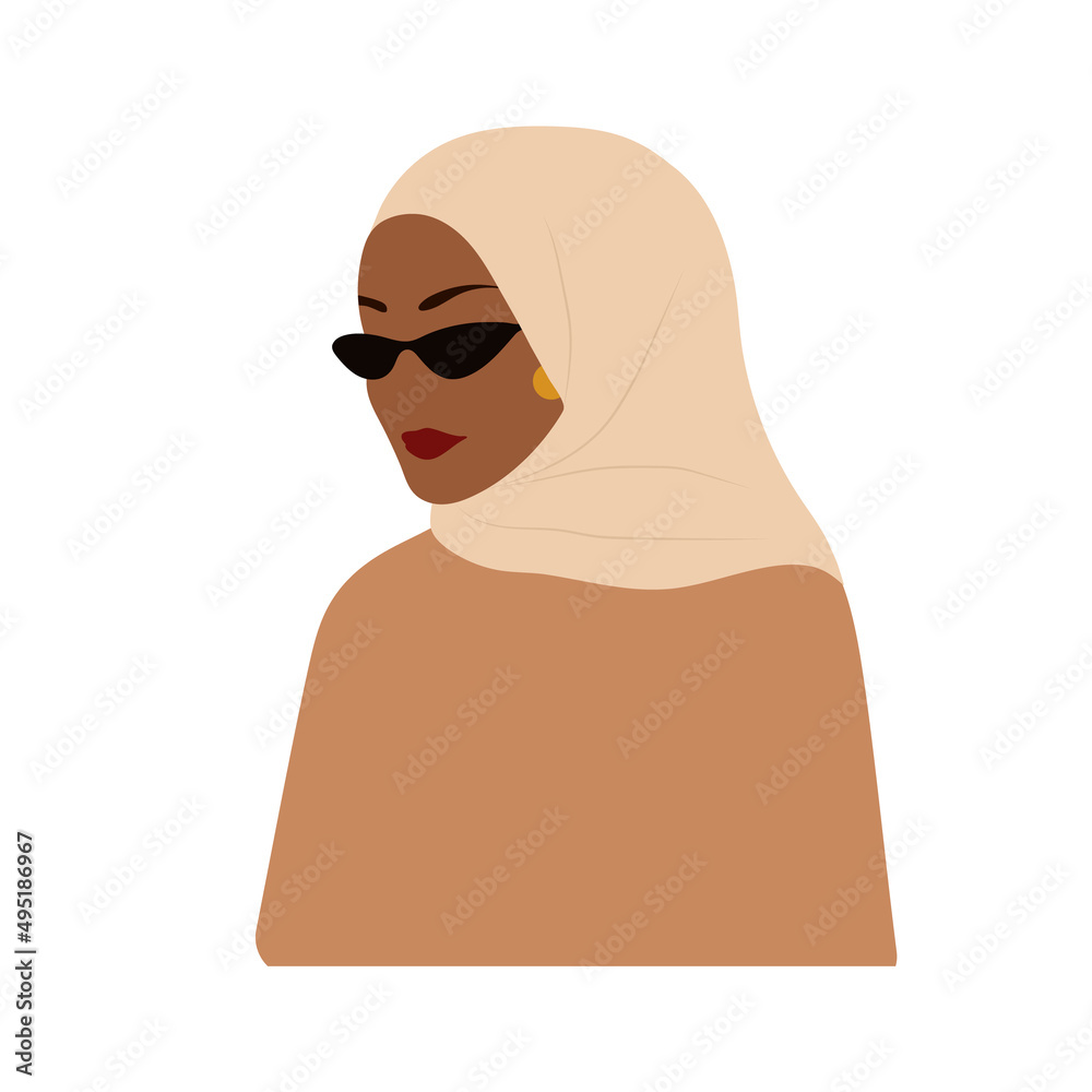 Abstract muslim woman in hijab. Faceless female portrait in sunglasses ...