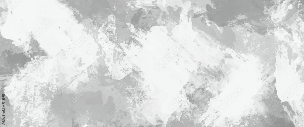 Silver ink and watercolor textures on white paper White and grey grunge ...