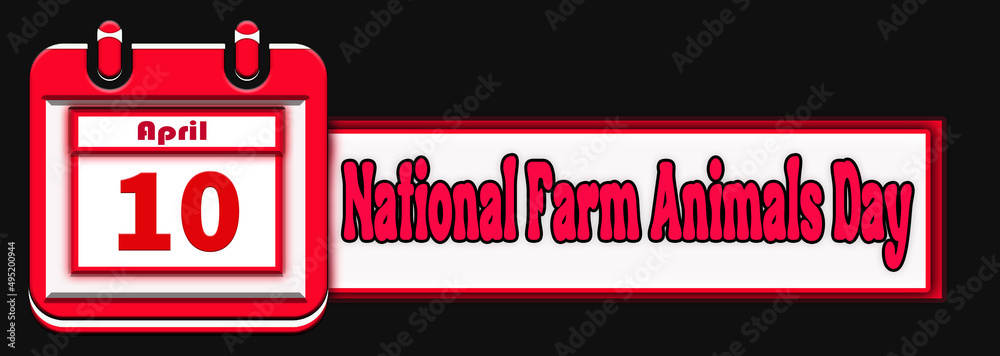 10 April, National Farm Animals Day, Neon Text Effect on bricks ...