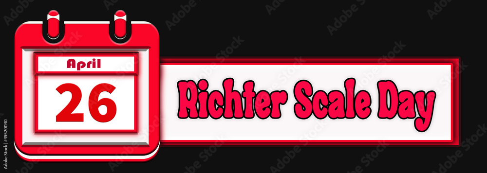 26 April, Richter Scale Day, Neon Text Effect on bricks Background ...