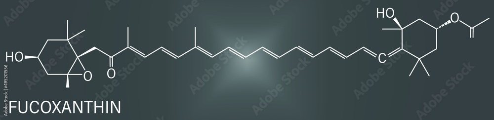 Fucoxanthin brown algae pigment molecule. Ingredient of some dietary ...