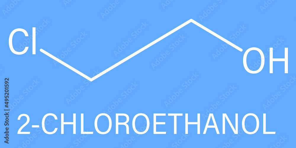 Ethylene chlorohydrin or 2-Chloroethanol molecule. Side product formed ...