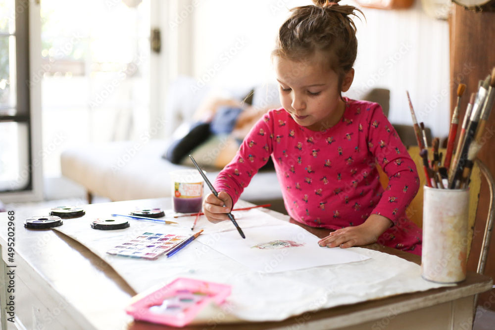 Girl doing painting Stock Photo | Adobe Stock