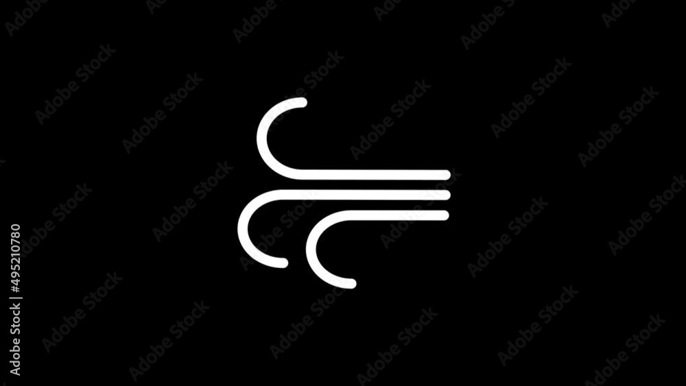 White picture of wind on a black background. drawing of the wind in the ...