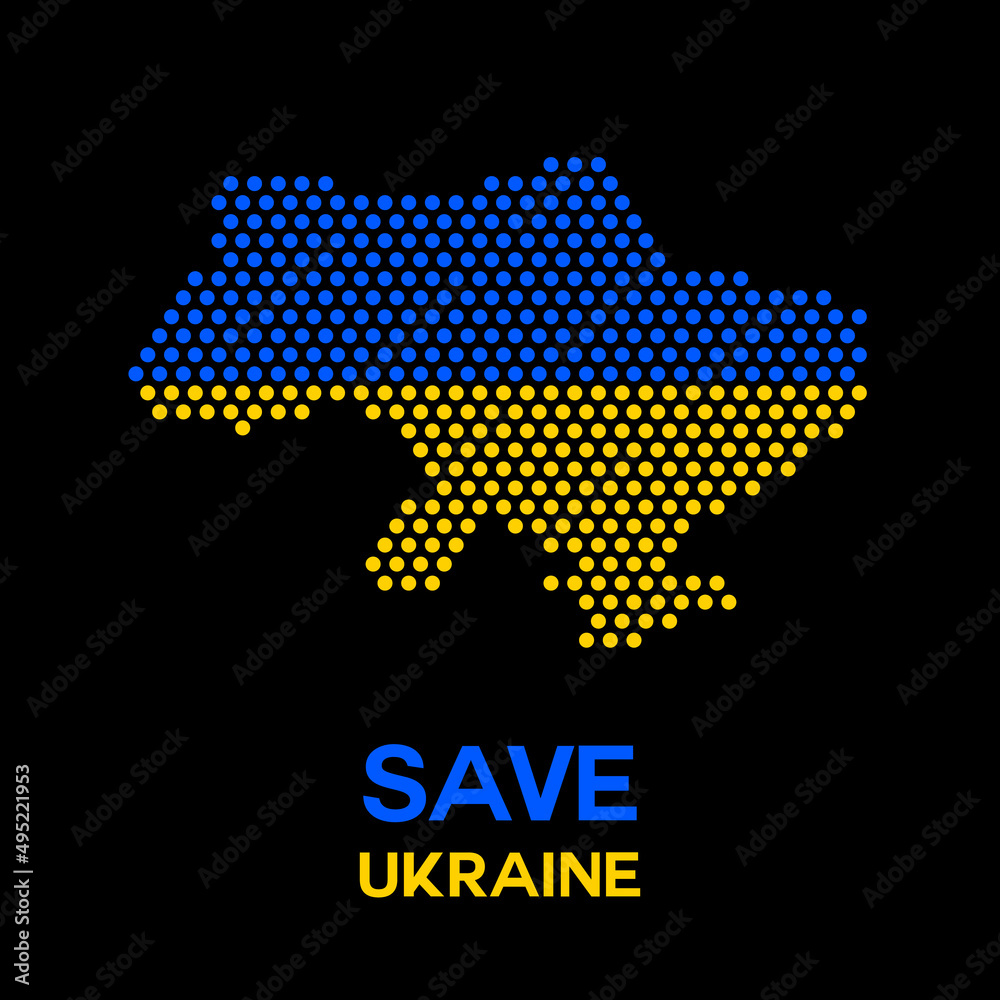 Save Ukraine. Vector illustration in support of Ukraine. Stop the war in Ukraine. Poster with ...
