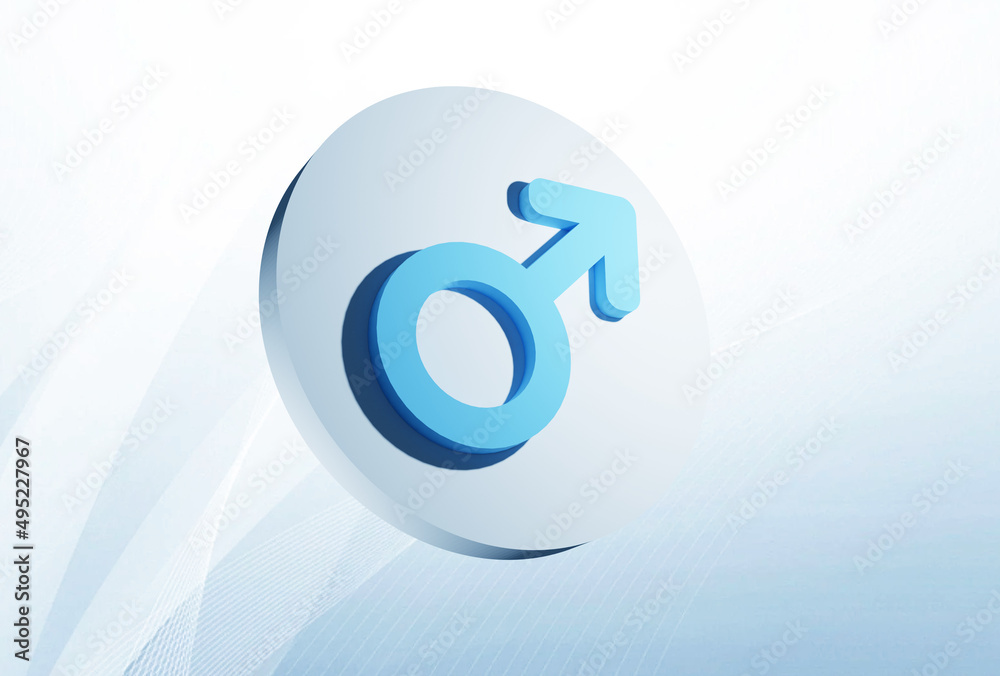 3D beautifully rendered blue male gender symbol. Minimal idea concept ...