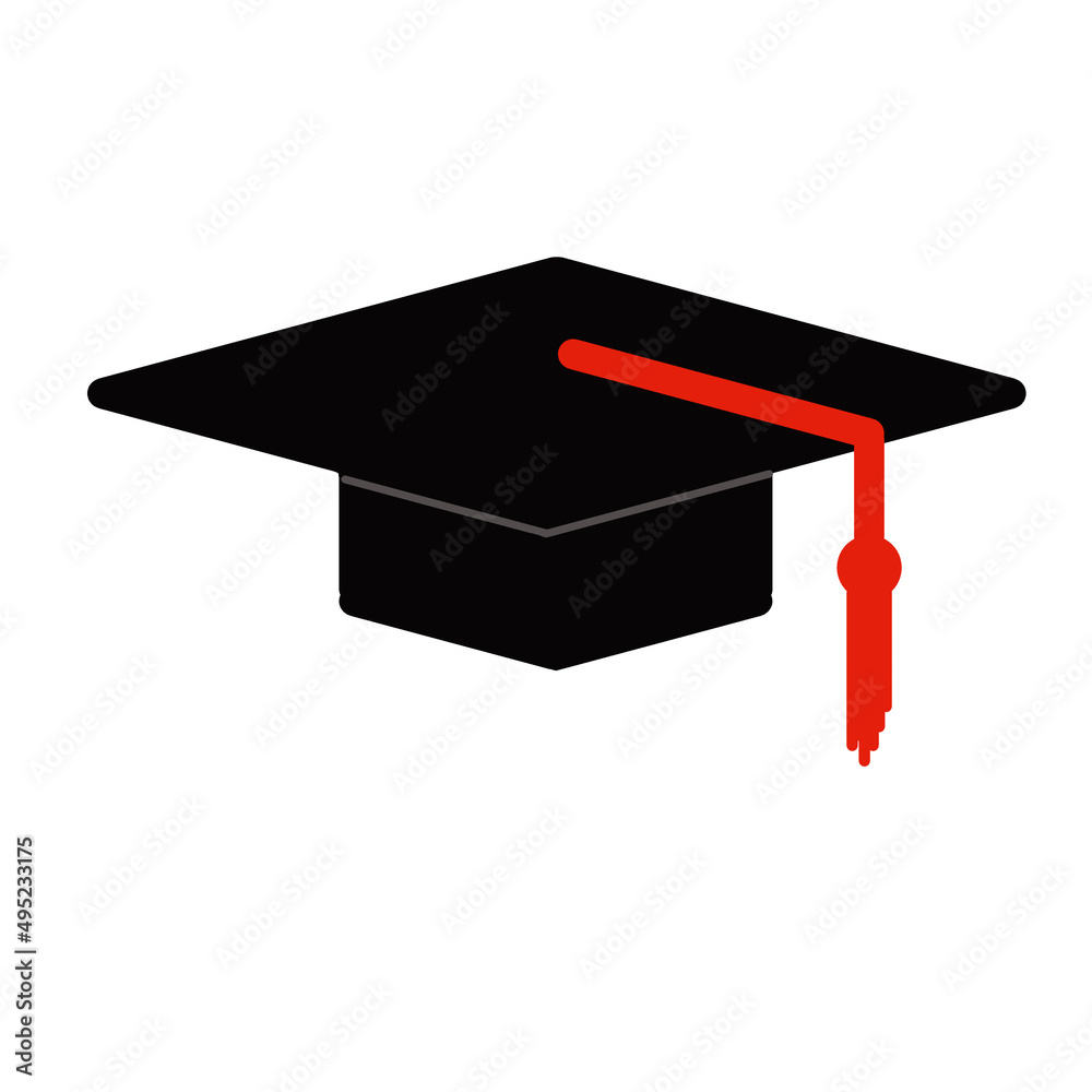 Black graduation cap icon on white background Stock Illustration ...