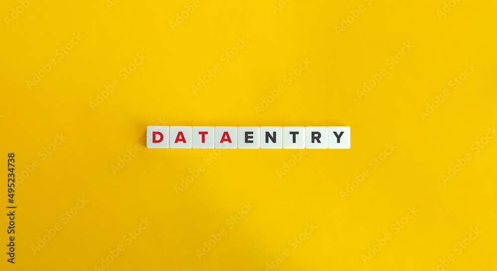 Data Entry Banner. Letter Tiles on Yellow Background. Minimal ...