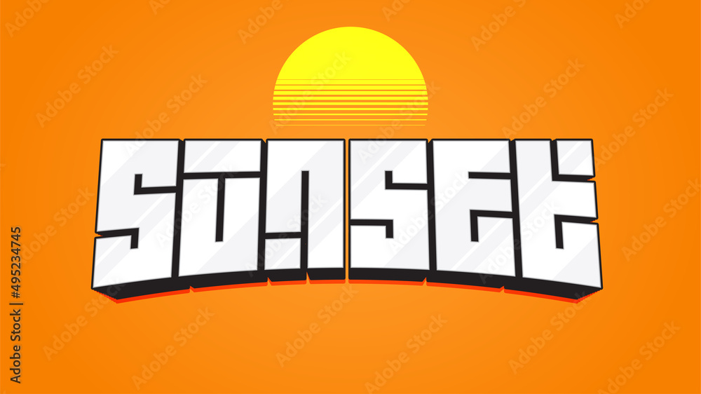sunset bold text effect Stock Vector | Adobe Stock
