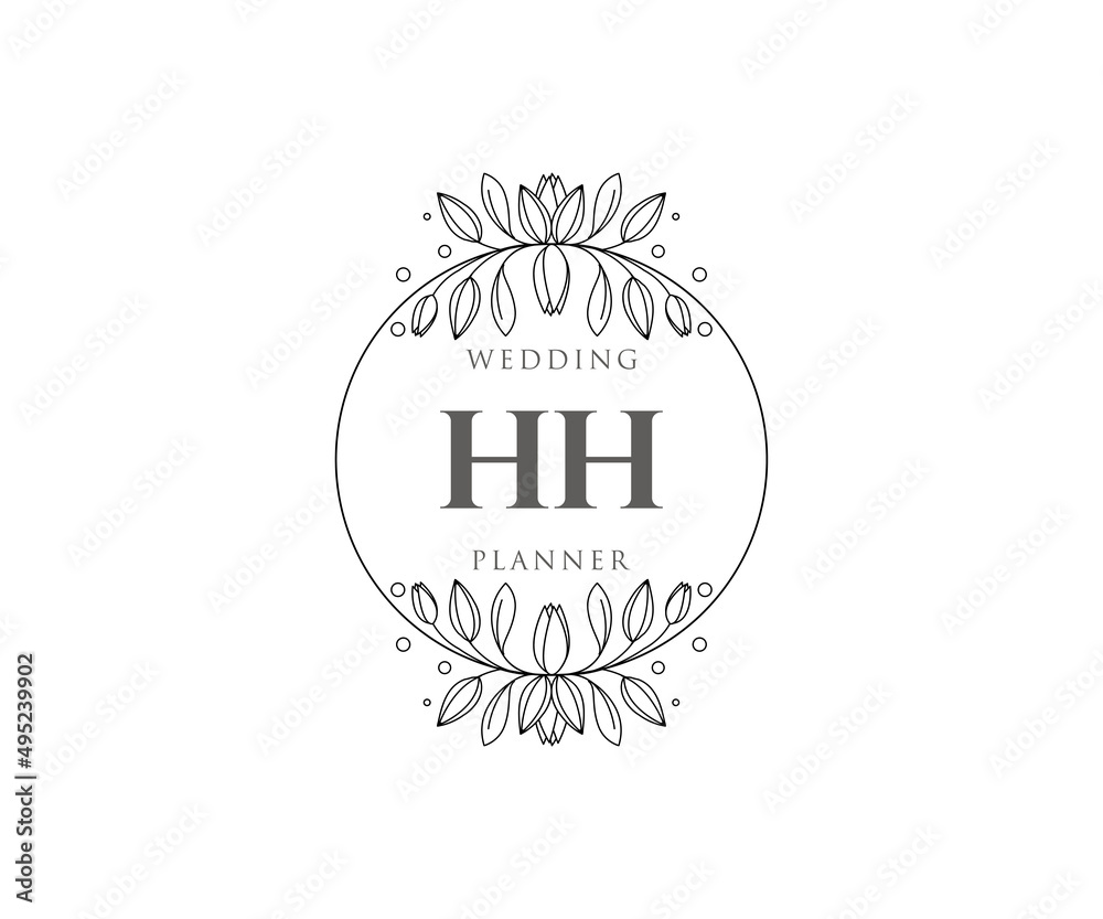 HH Initials letter Wedding monogram logos collection, hand drawn modern ...