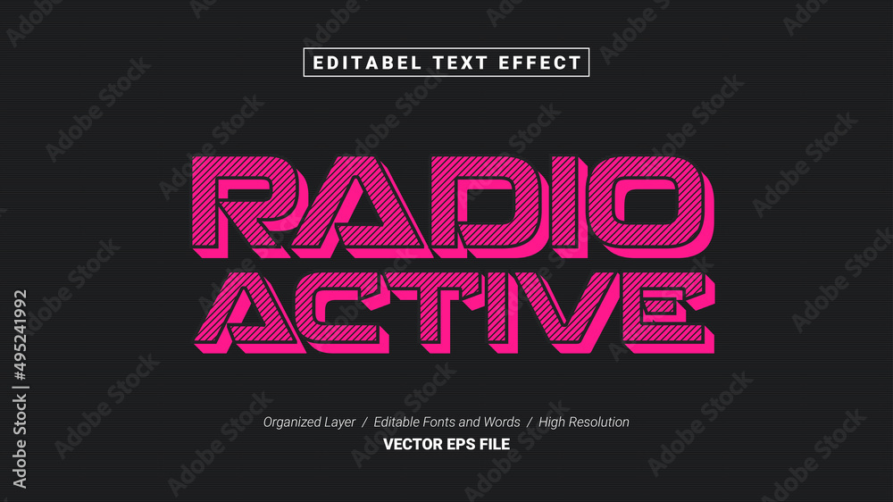 Editable Radio Active Font Design. Alphabet Typography Template Text ...
