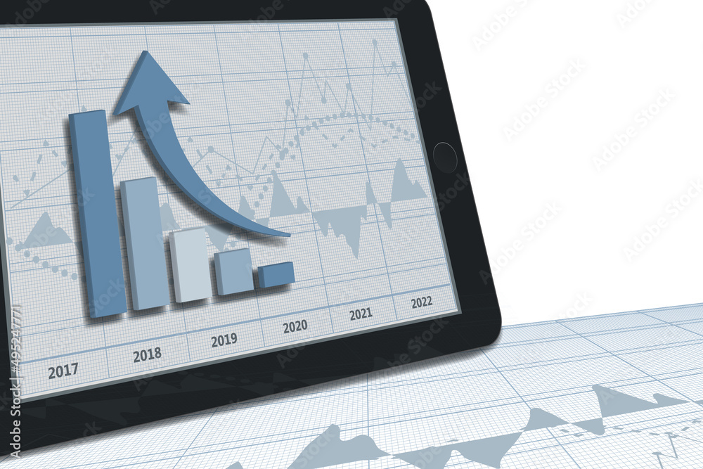 Infographics. financial chart on tablet. general equilibrium ...