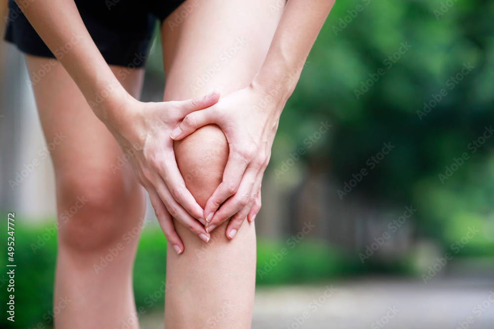 Runner touching painful twisted or broken. Athlete training accident ...