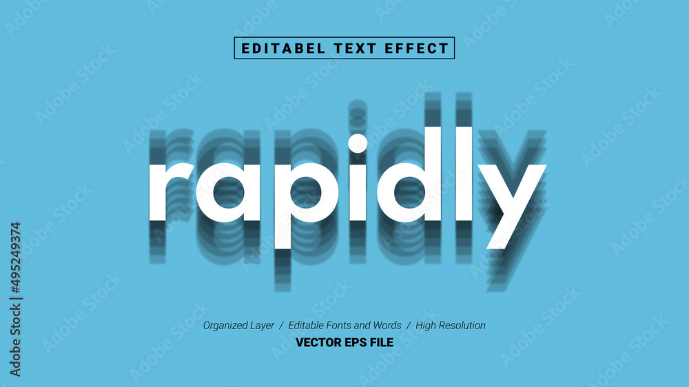 Editable Rapidly Font Design. Alphabet Typography Template Text Effect ...