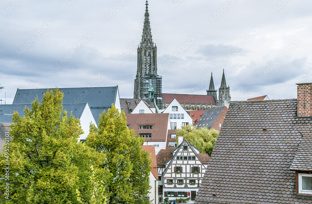 Ulm, Germany. Cityscape with the spire of the CathedralUlm, Germany ...