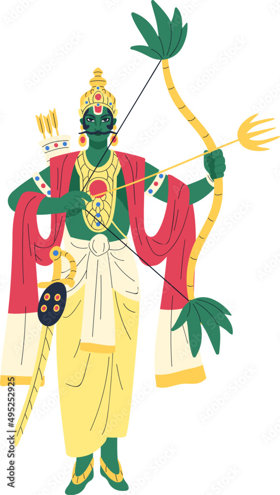Indian Hindu God Kamadeva Colored Cartoon Illustration Stock Vector ...