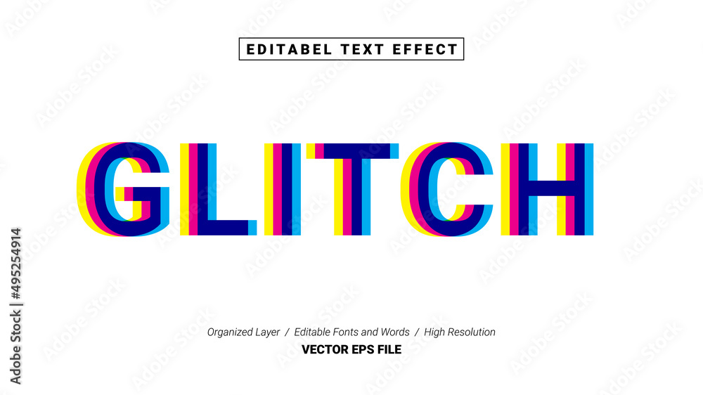 Editable Glitch Font Design. Alphabet Typography Template Text Effect ...