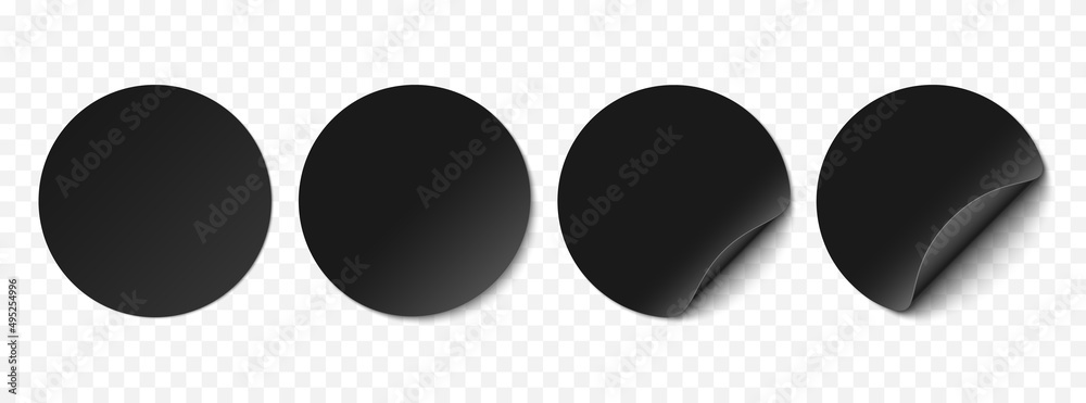 Vector black realistic paper stickers, price tags on transparent ...