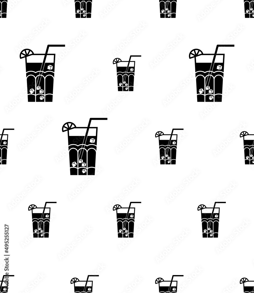 Iced Tea Icon Seamless Pattern, Ice Tea Icon, Flavored Chilled Water ...