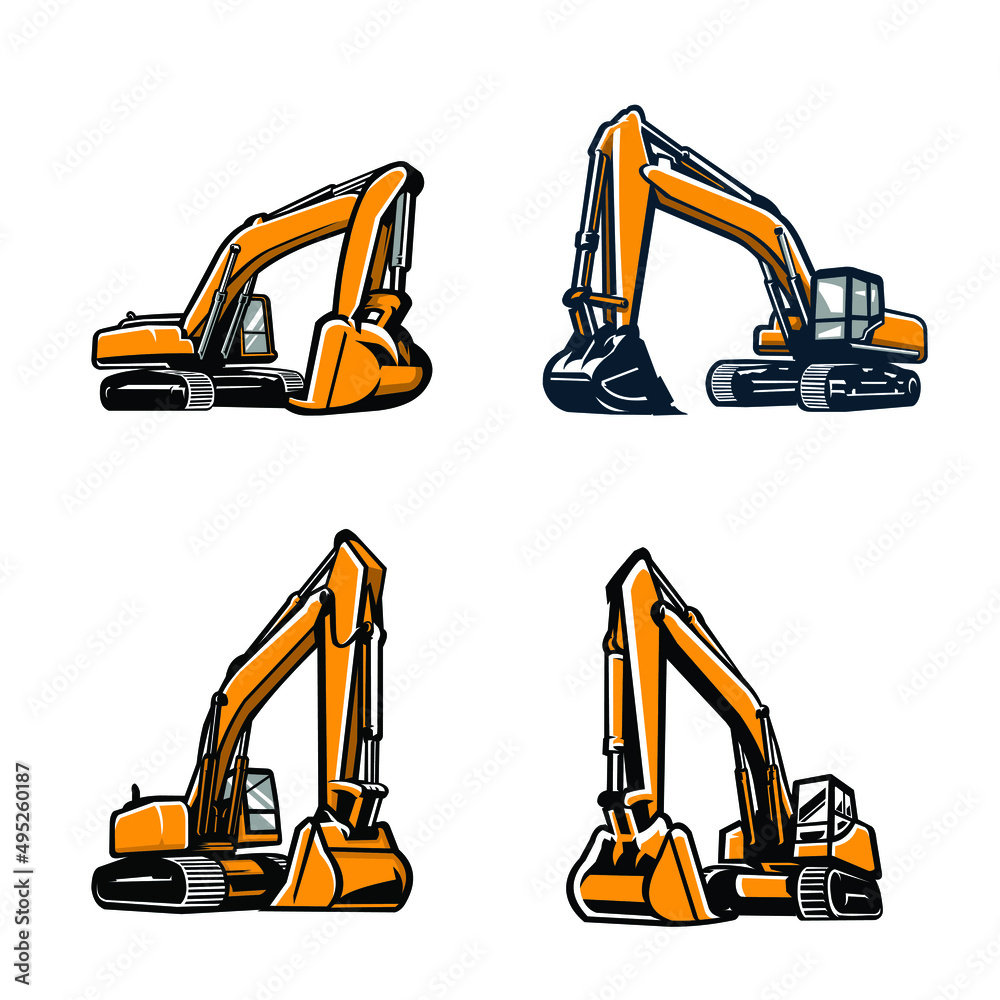Excavator vector template set bundle. Best for construction and earth ...