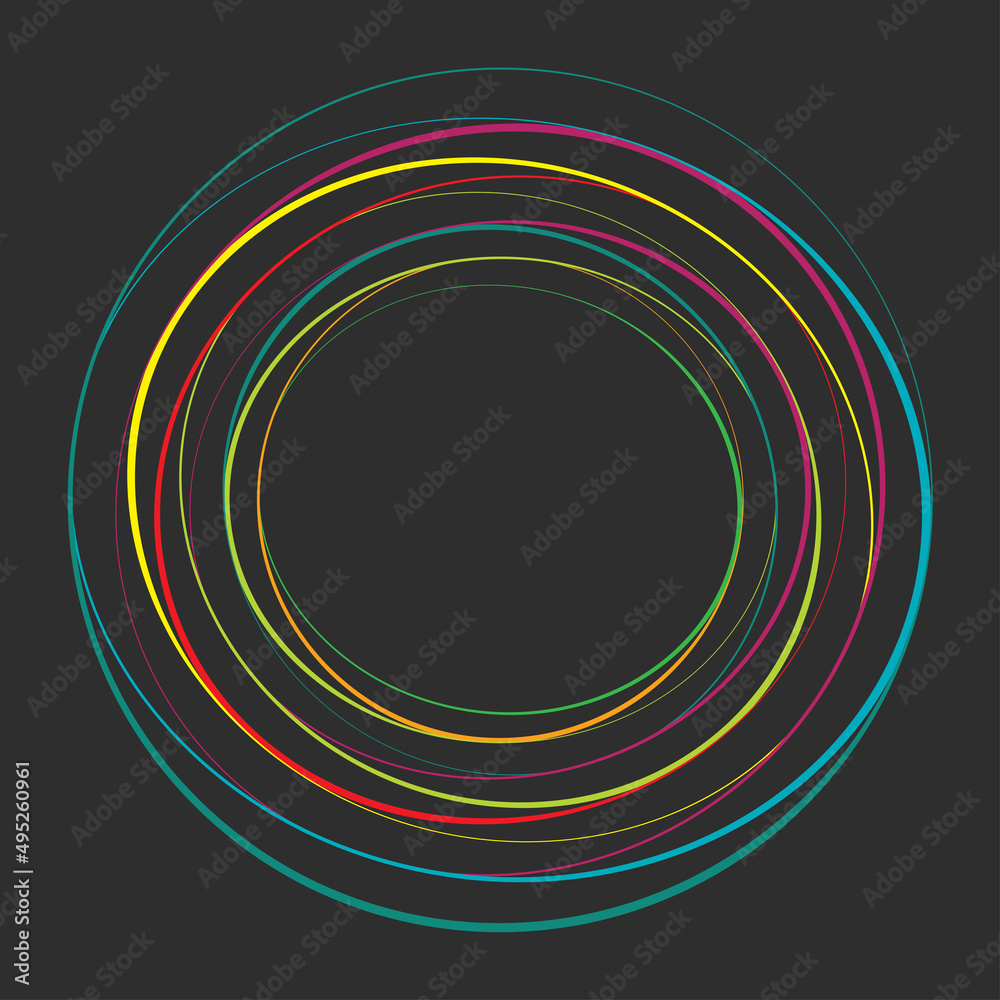 Random circles with hand drawn, free hand drawing effect. Concentric ...