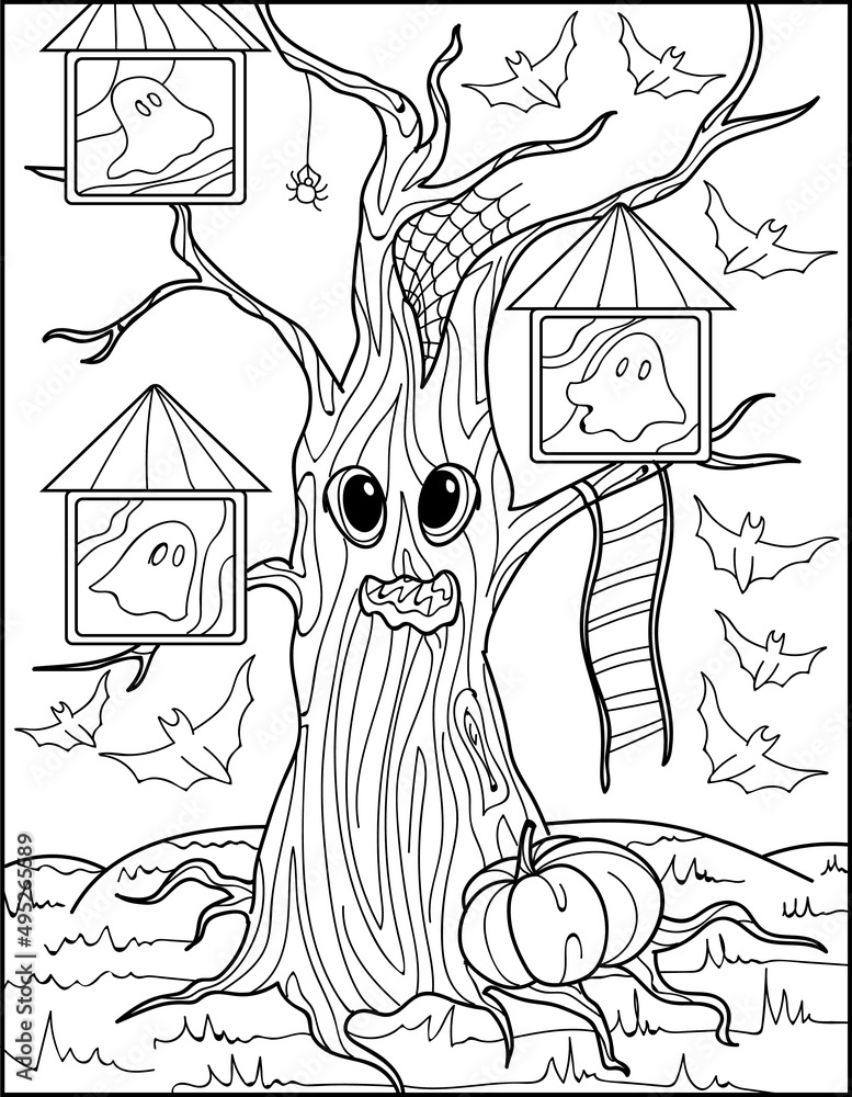 Halloween coloring pages, outline drawing, Halloween outline drawing ...