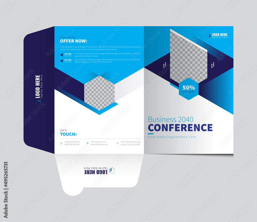 Bi-fold Presentation Folder Design Template. Business Folder Template ...