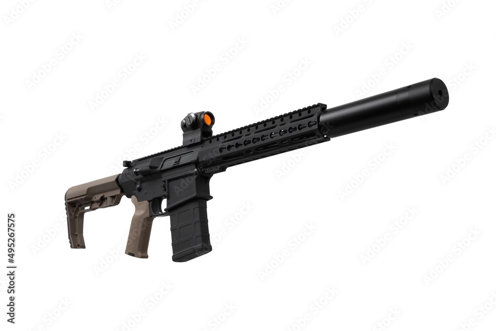 Modern automatic rifle isolated on white background. Weapons for police ...