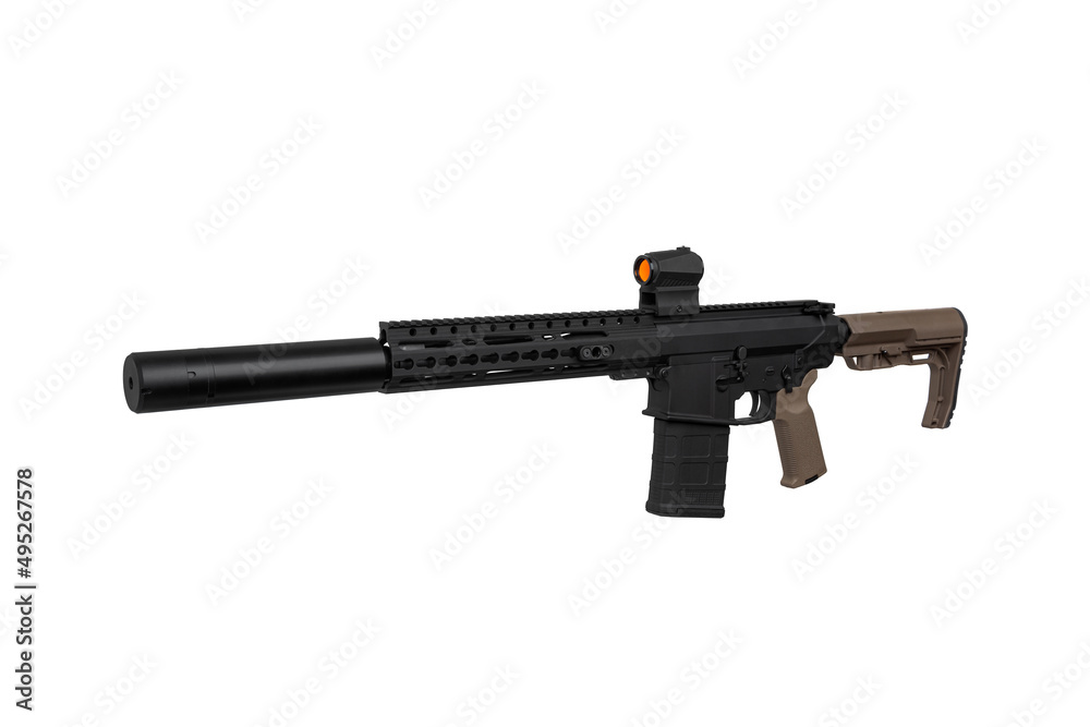 Modern automatic rifle isolated on white background. Weapons for police ...